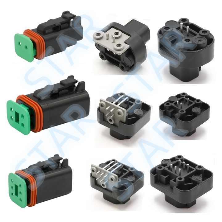 8 Pin Black Right Angle DT PCB Header - Automotive Connectors