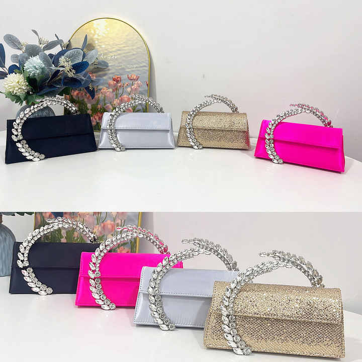 Luxury Ladies Satin Clutch Evening Purse Chic Chic Flower Crystal ...