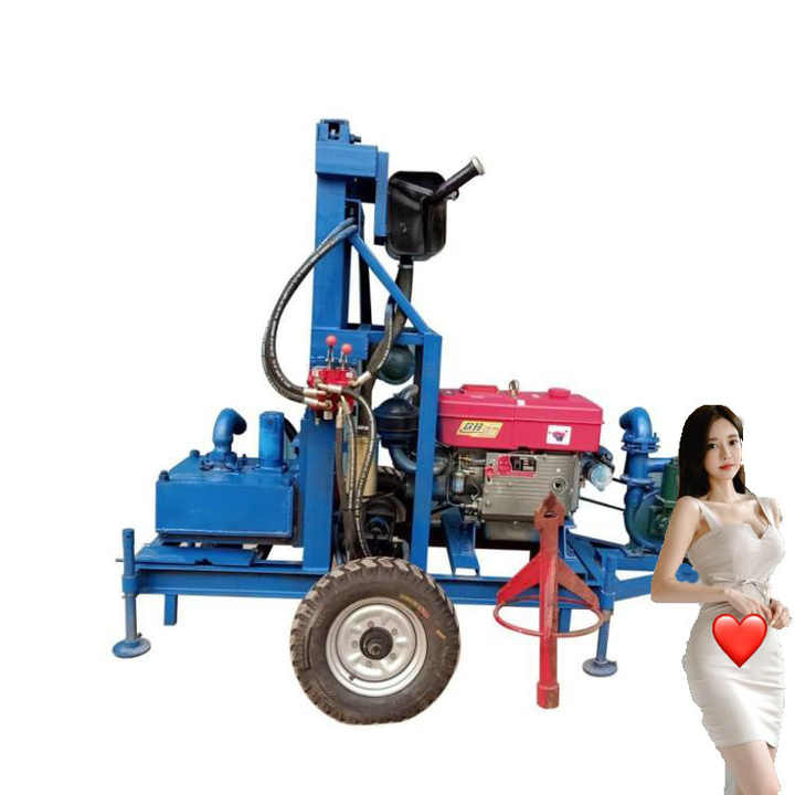 200M Portable Small Water Well Drilling Rig With Diesel Engine and Mud ...