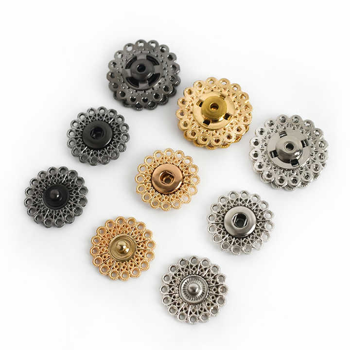 MeeTee D4-1 Alloy Flower-shaped Press Buttons Exquisite Hollow Hidden ...