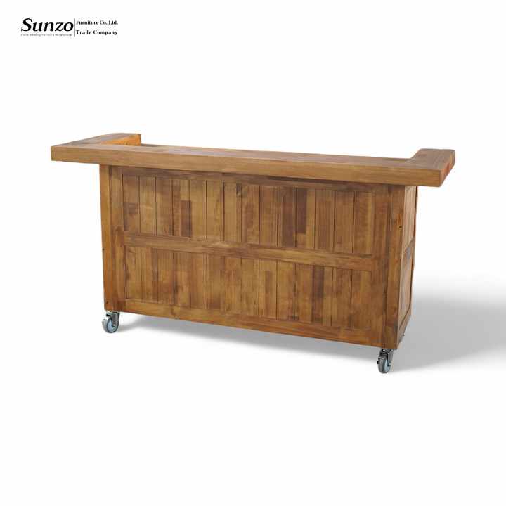 Customized Pine Wood Bar Counter Table with Wheels