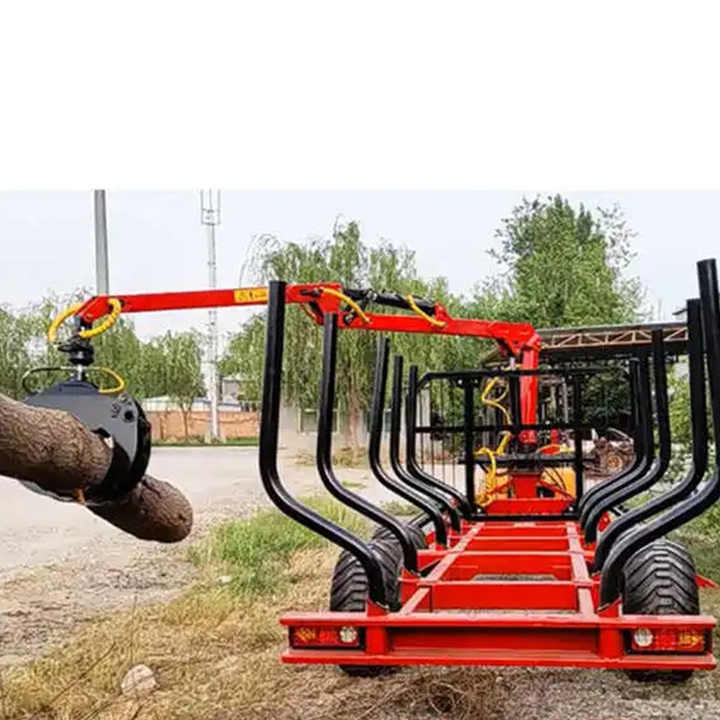Hydraulic Atv Farm Tractor Log Timber Wood Trailer with Crane Grapple ...