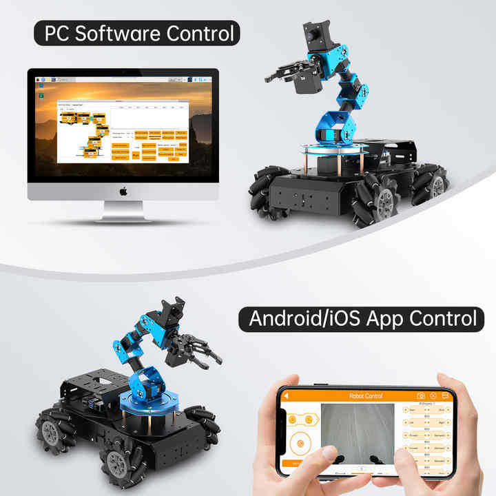 ArmPi Pro Raspberry Pi ROS Robotic Arm Developer Kit with 4WD Mecanum Wheel Chassis Open Source ...