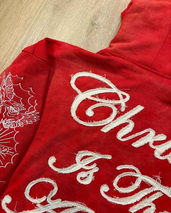 Men's Hoodie Customized - Distressed Applique Embroidery