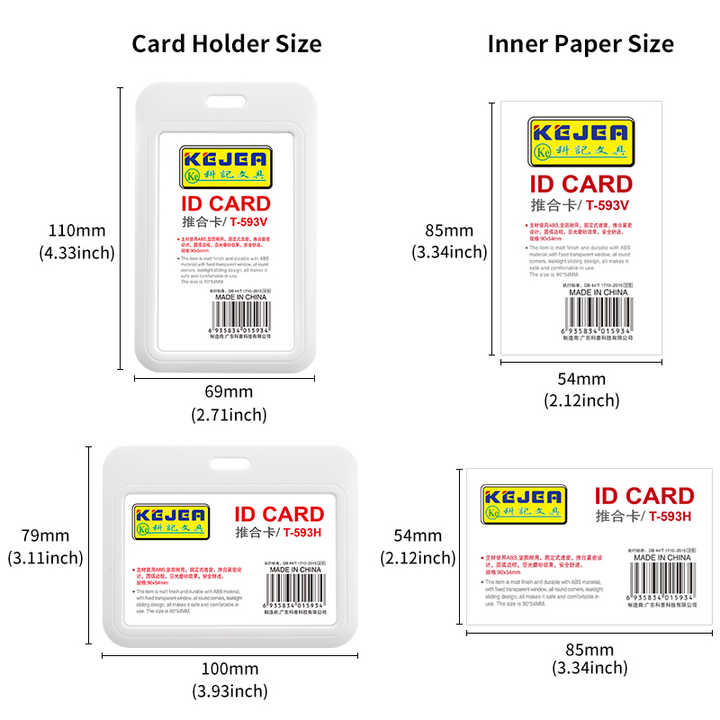 White Vertical ID Badge Holders, Hard Plastic Card Cases with Clear ...