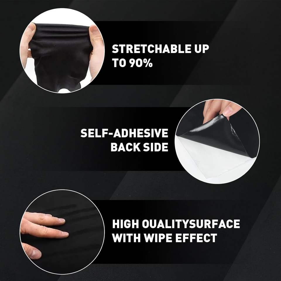Premium Black for Alcantara Suede Fabric PVC Car Wrapping Roll 1-Year ...