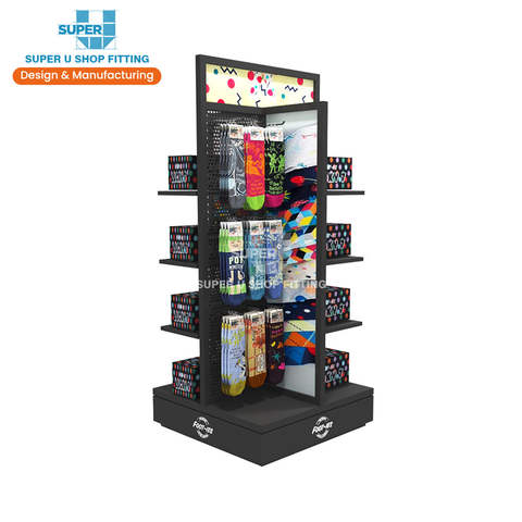 Custom Round Rotating Sock Counter Display Rack - POP Up