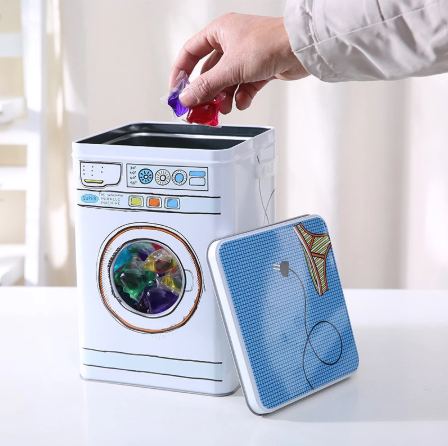 Custom Washing Machine Shape Laundry Powder Storage Tin Box
