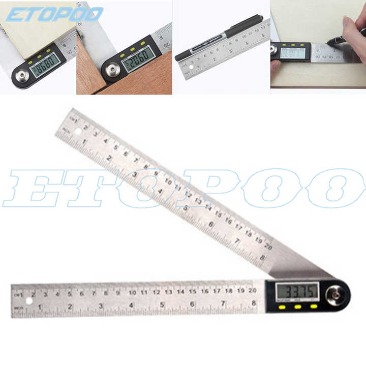 200mm Stainless Steel Digital Angle Ruler - Precision Protractor