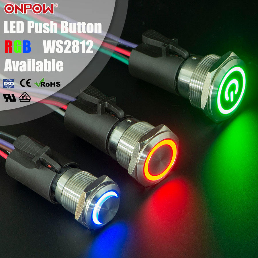 LED Push Button WS2812 - Illuminated Metal Waterproof Switch
