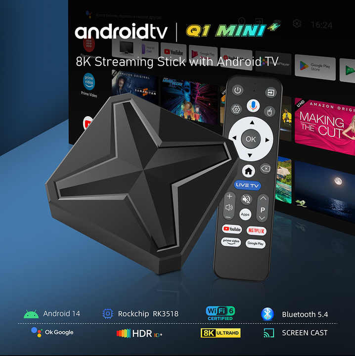Q1 Mini+ RK3518 2G 16G ATV Tv Box Android 14 Media Player Quad Core 2 ...