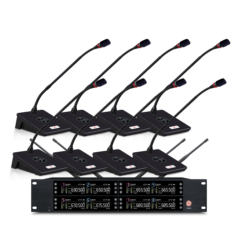 Professional 1 to 8 Gooseneck Conference Mic Desk Meeting Wireless ...