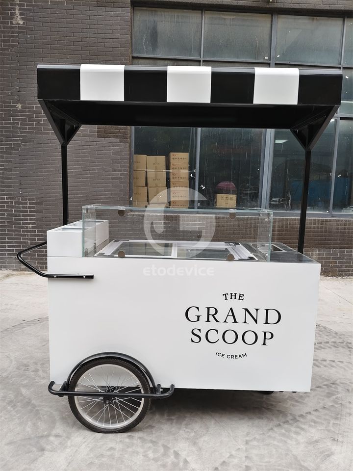 Mobile Coffee Ice Cream Hand Push Cart Refrigerator Sink Food Bike Cart ...