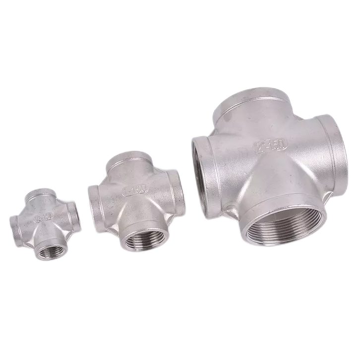 NPT ZG Stainless Steel 304 Hydraulic Four-Way Female Thread Cross Coupling 1/2 Metric for Water ...
