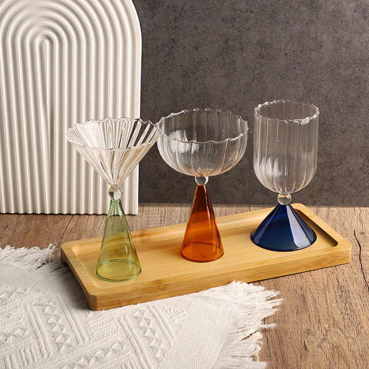 Striped Wine Glasses - Unique Hand Blown Glass Goblets