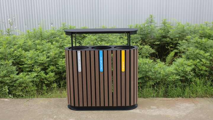 Outdoor Composite Wood Classified Waste Trash Bin Outside Street Park ...