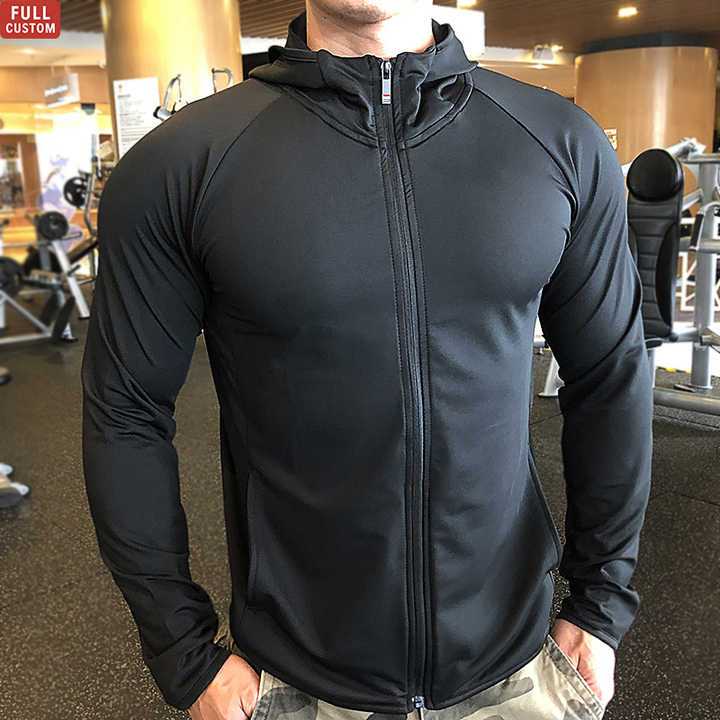 High Quality Elasticity Gym Running Exercise Fitness Men'S Zipper ...