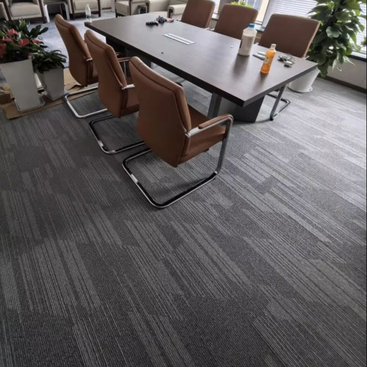 Modern Linear Pattern Office Carpet Tiles 25x100cm Nylon BCF PP Striped ...