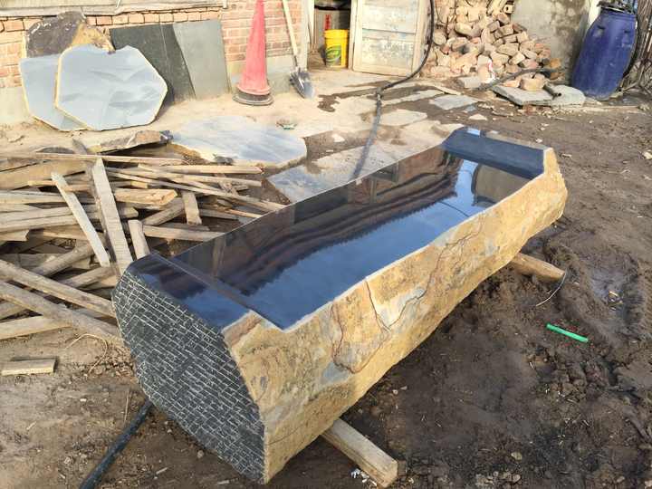 Outdoor Natural Stone Boulder Bench - Heavy & Long Seating