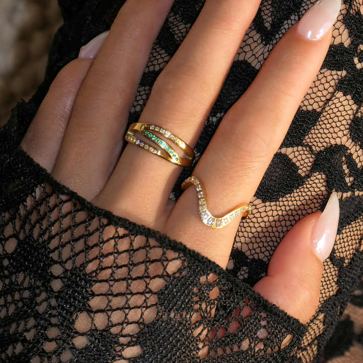 NEW NORWEGIAN WAVE BEAUTY LINE ICED OUT ZIRCON RING Dazan HOT INS Trendy 18k PVD Gold Plated ...