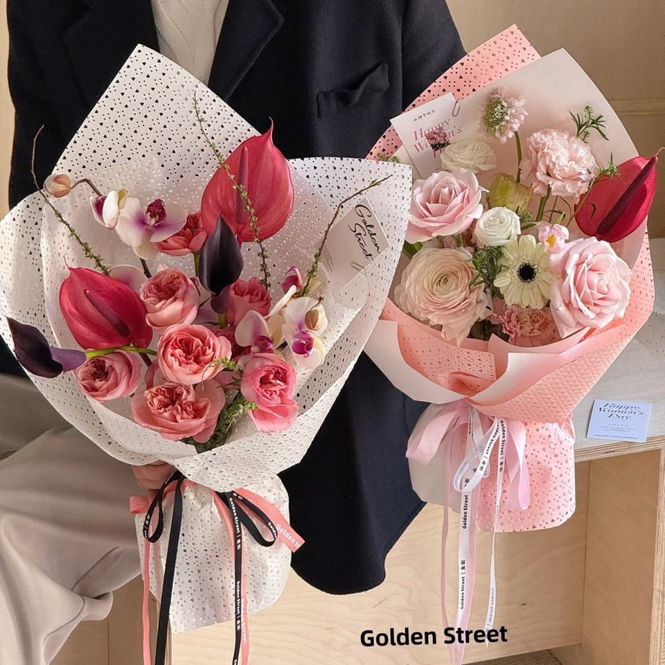 Heart-Shaped Hollow Flower Bouquet Gift Wrapping Packaging Paper ...