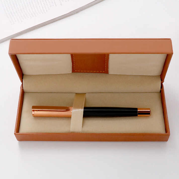 Silver Gold logo Emboss Pressing PU Leather Luxury Gift Pen Box ...