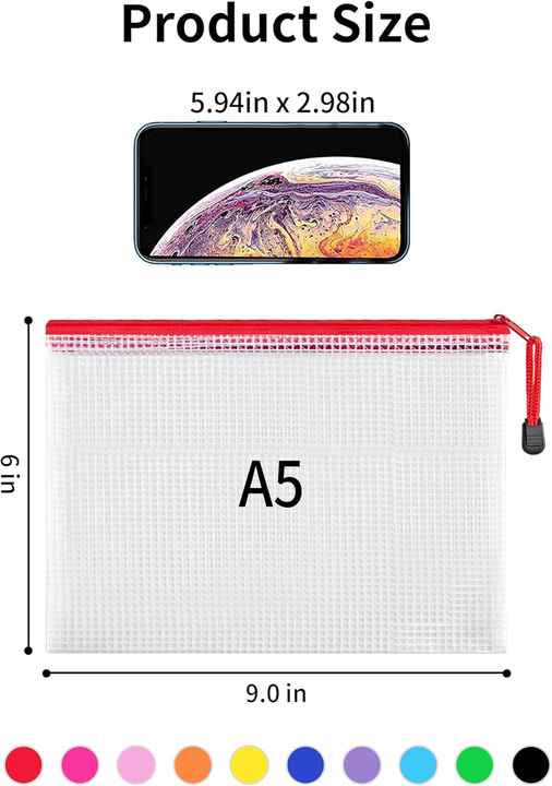 Customized Document Organizer Bag - Clear Mesh Zipper Pouch