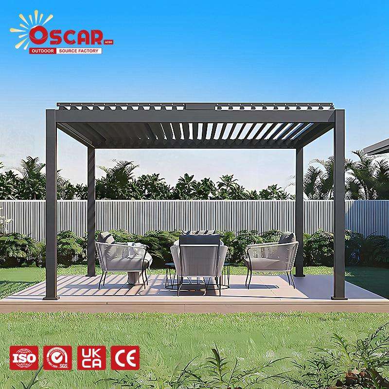 Custom Built Pavilion Motorized Pergola Roof System with Wind Down ...