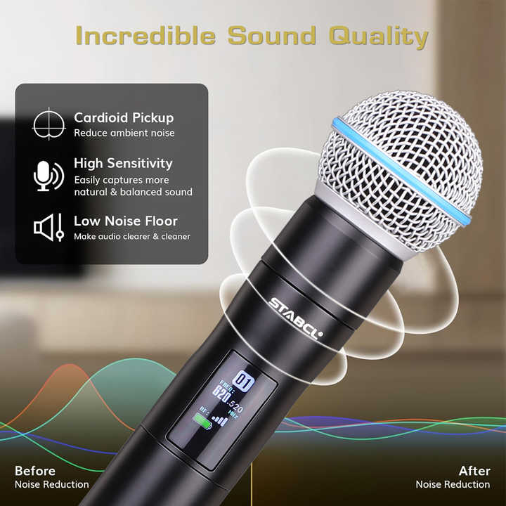 ST-9007 Professional One Drag Two Wireless True Diversity Microphones ...