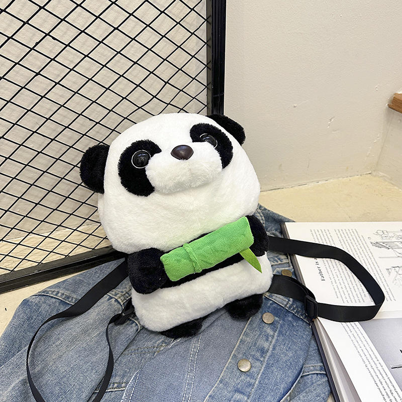 Kawaii Panda Shaped Plush Backpack Adjustable Strap Stuffed Animal Bag ...