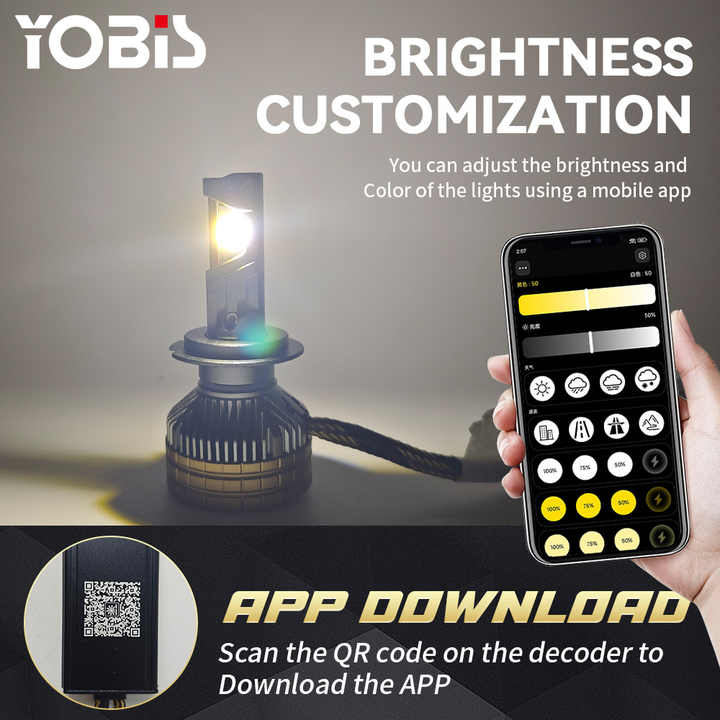 YOBIS APP LED Headlight APP Control Color H4 H7 H11 HB3 HB4 9012 3 ...