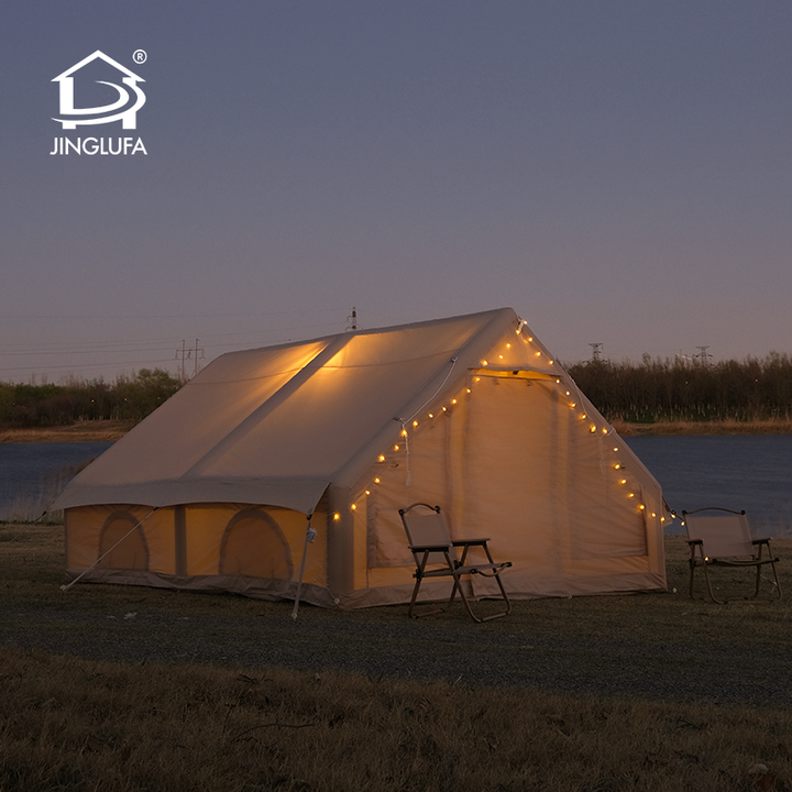 2-Room Inflatable Camping Tent with Mosquito Net & Waterproof Features