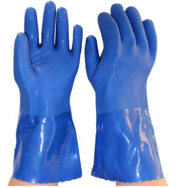 Suncend Waterproof Glove Blue Pvc Chemical Resistant Safety Gloves With ...