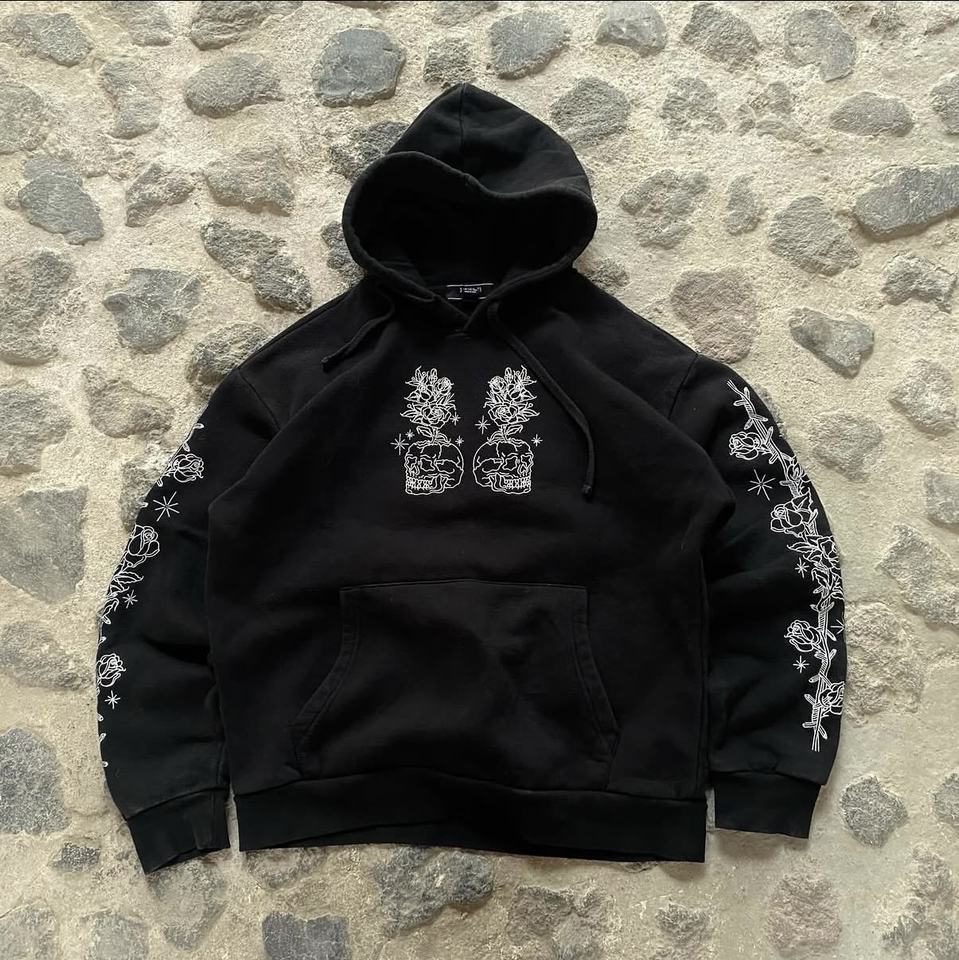 Virgin Mary & Rose Line Art Graphic Vintage Winter Hoodie Gothic ...