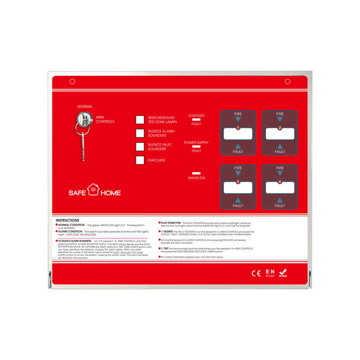 FACP Fire Security Detection Alarm System Conventional 4 Zone Fire ...