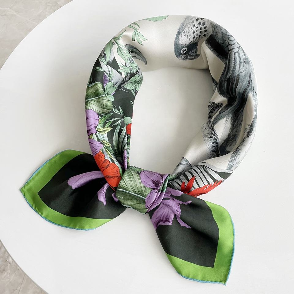 Wholesale Custom Made 100% Silk Scarf Double Printing
