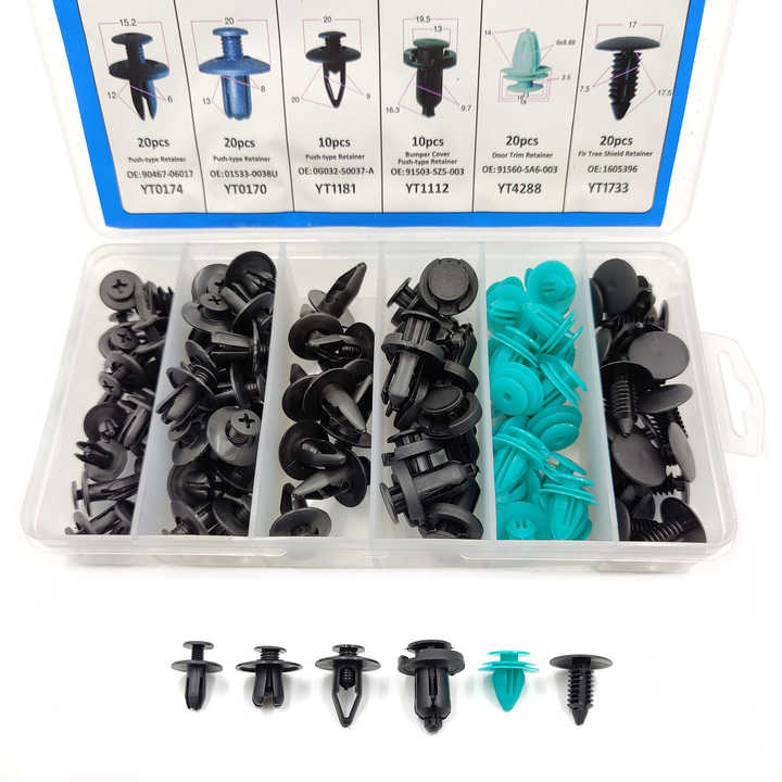 Universal 100PCS Fasteners Rivet Assorted Auto Push Bumper Retainer ...
