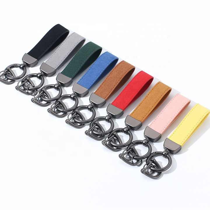Wholesale New Leather Car Key Chain with Metal Anti-Lost Key Ring