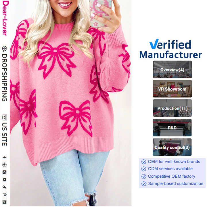 Wholesale Winter Women’s Clothing - Dear-Lover Bow Pattern Sweaters