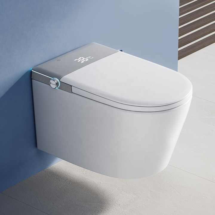 Rimless Smart Hanging Toilet P Trap Self Cleaning Wall Mounted WC Bidet ...