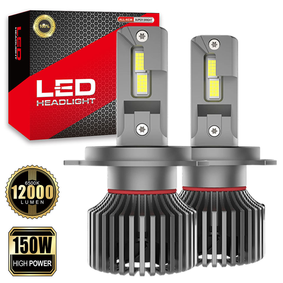 Weatherproof A8F H4 LED Headlight Quiet Fan Dual Copper Tube 150W ...