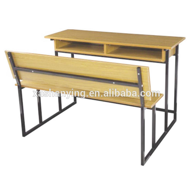 Bureau et Banc Connectés Modernes Double en Bois pour Adultes Table ...