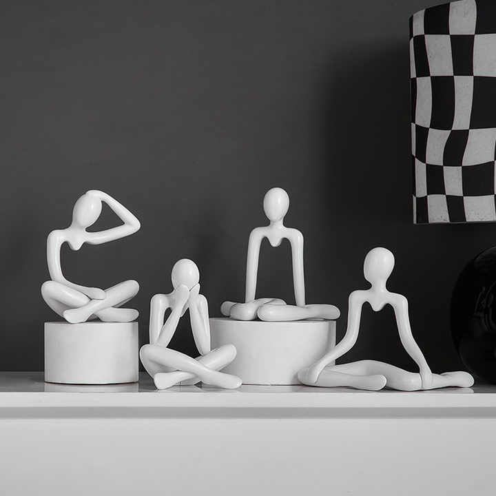 Modern Art Deco Abstract Resin 'Thinker' Statue Home Decor Sculptures ...