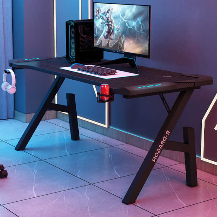 Gaming Table Wood - Modern Z Shaped Design with LED RGB