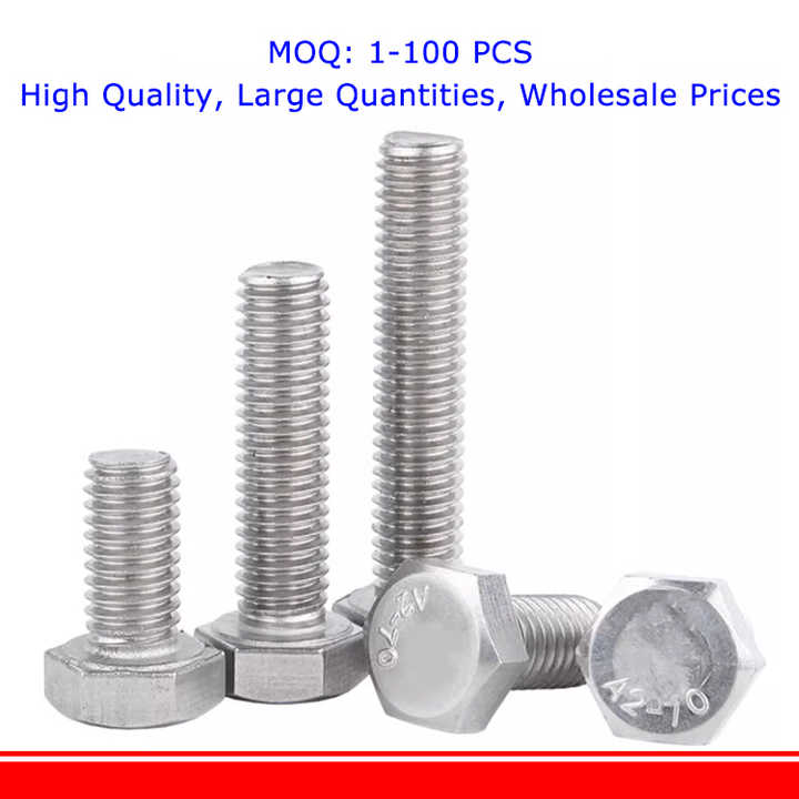 DIN933 A4-80 316 Stainless Steel Hex Head Full Thread Bolt, Metric System M10 M12 External ...
