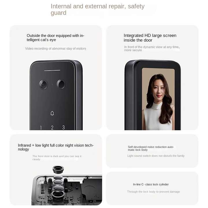 2MP Mijia Smart Door Lock 2 Video Camera with Camera Cat Eye Large ...
