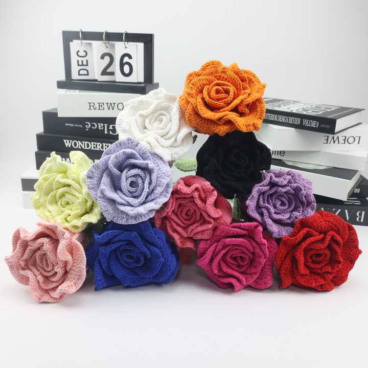 2024 SY Hand-Woven Crochet Thai Rose Forever Flowers Bouquet 31 ...