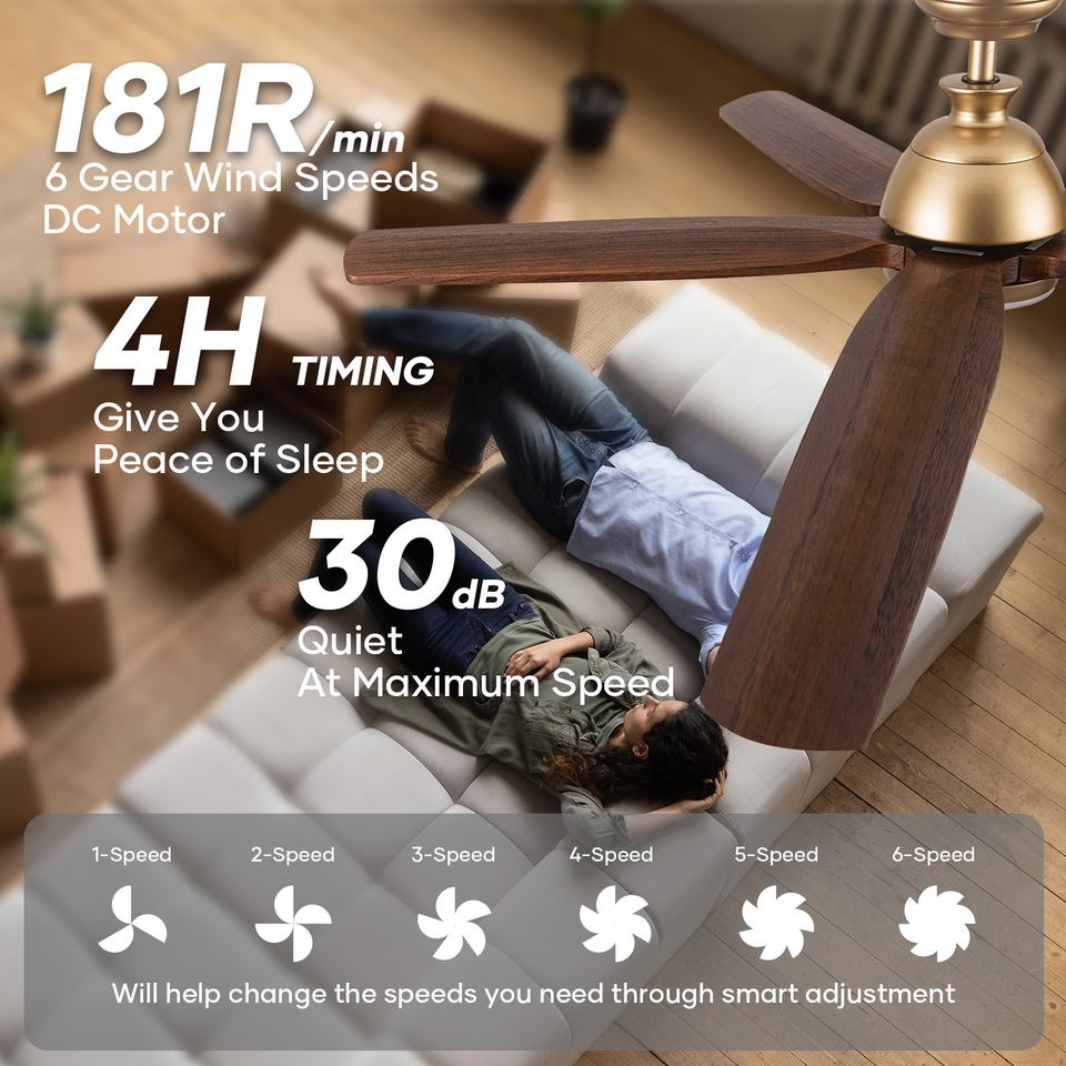 Modern 52" Factory BLDC Home Office Wooden Ceiling Fans