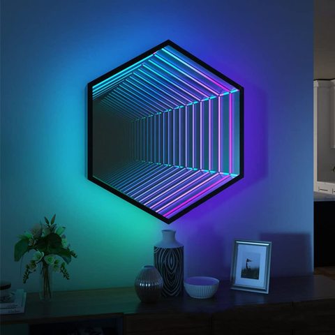 Mirror Tunnel Light LED Infinity Wall Mirror Frame with Multi Color ...