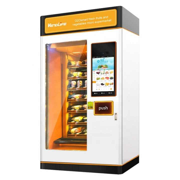 Elevator System Refrigerator Cupcake Vending Machine Salad Fresh Food Vending Machine with 21 ...